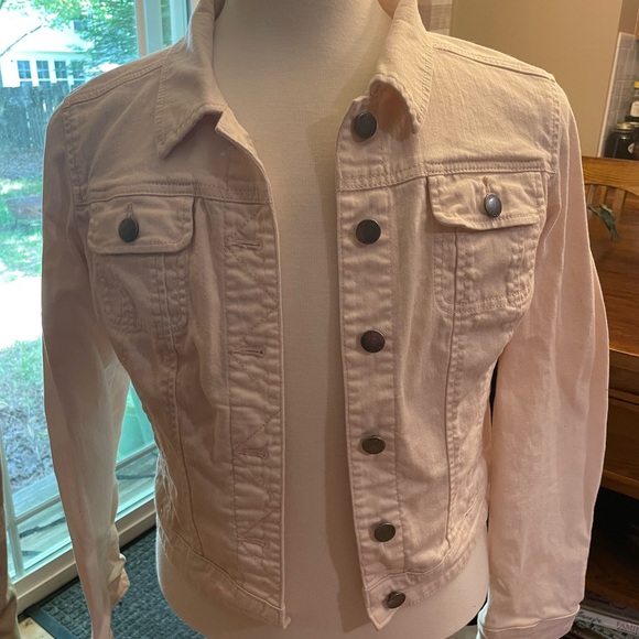 Elle | Jackets & Coats | Elle Jean Jacket Cream With Pale Pink ...